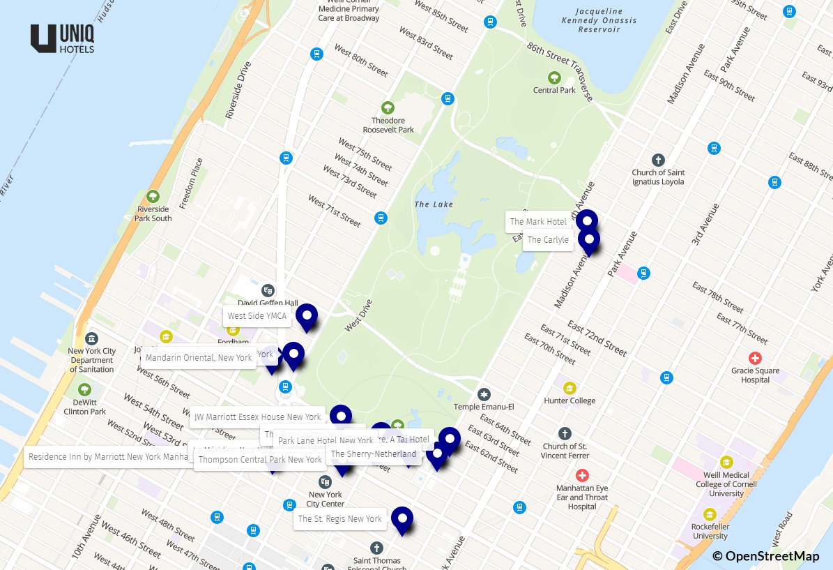 List & Map of all New York Hotels Overlooking Central Park