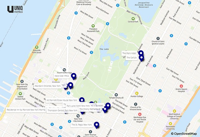 List & Map of all New York Hotels Overlooking Central Park